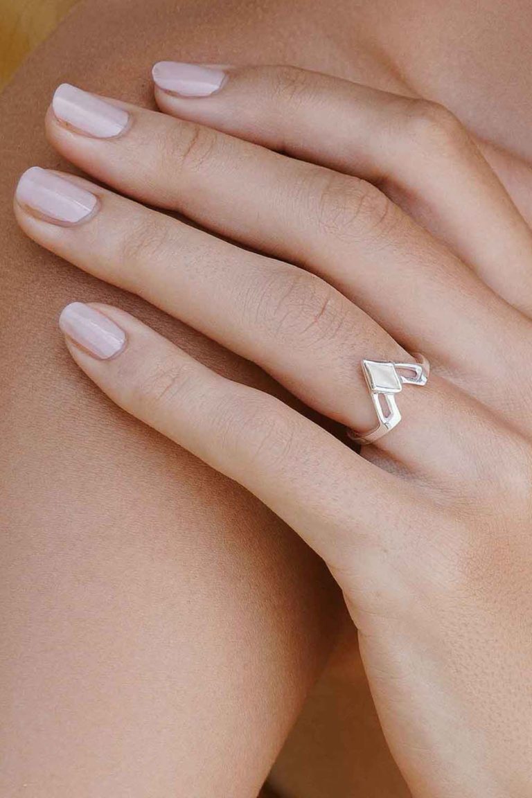 Chloe Ring, Silver | White – Ceramic by AVA