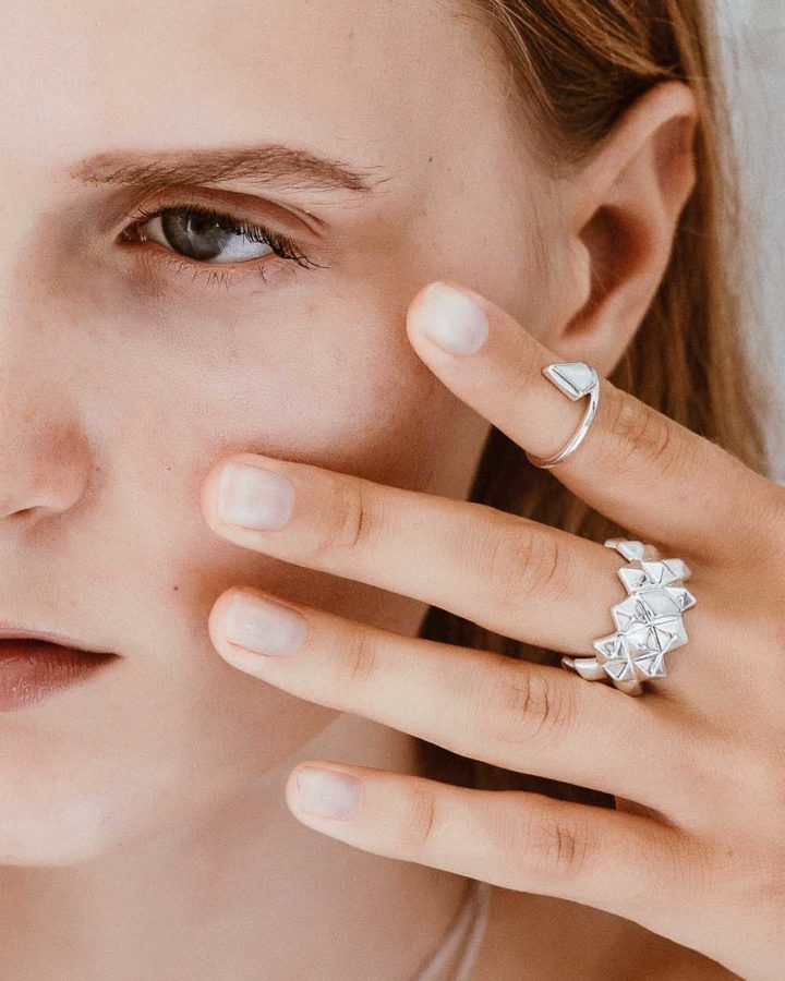 Chloe Ring, Silver | White – Ceramic by AVA