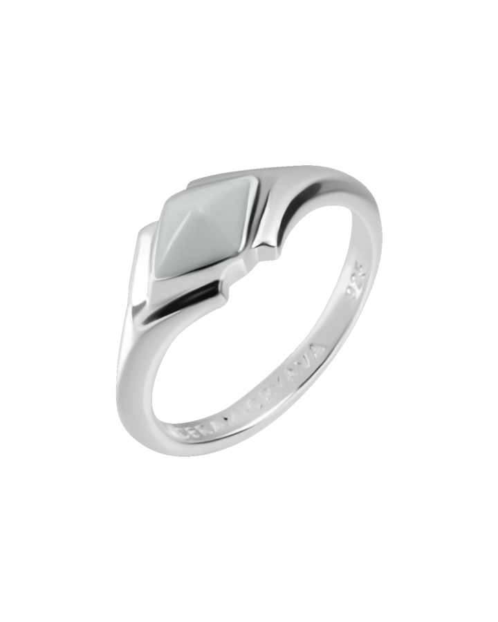 Chloe Ring, Silver | White – Ceramic by AVA