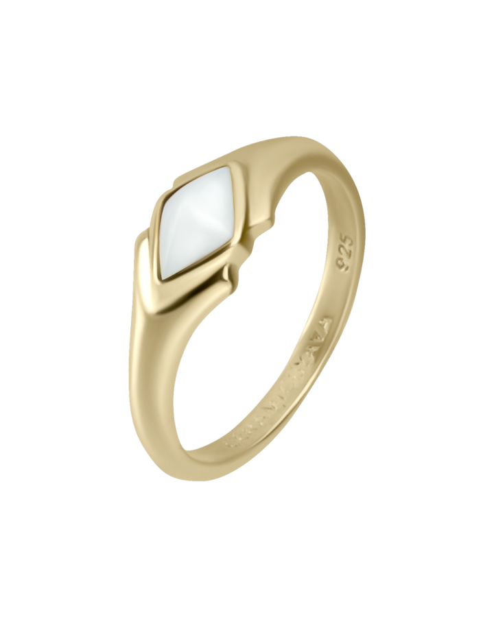 Chloe Ring, Gold l White – Ceramic by AVA