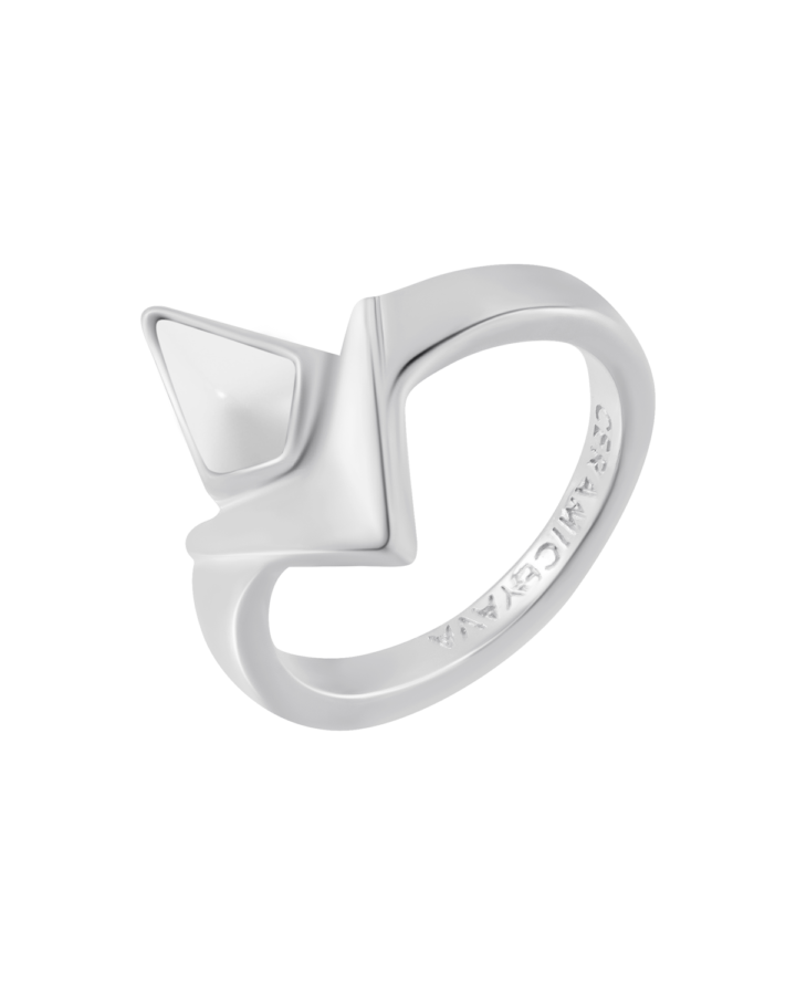 Chloe Ring, Silver | White – Ceramic by AVA