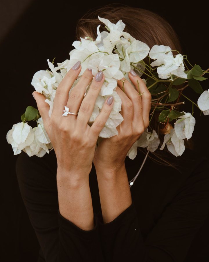 Chloe Ring, Silver | White – Ceramic by AVA