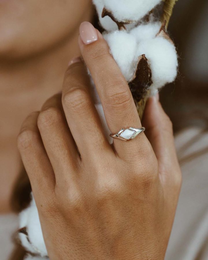 Chloe Ring, Silver | White – Ceramic by AVA